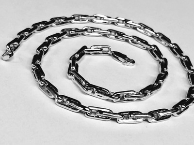 14k Solid White Gold Handmade 5mm Fancy Rolo Link Necklace, 20", Approx ...