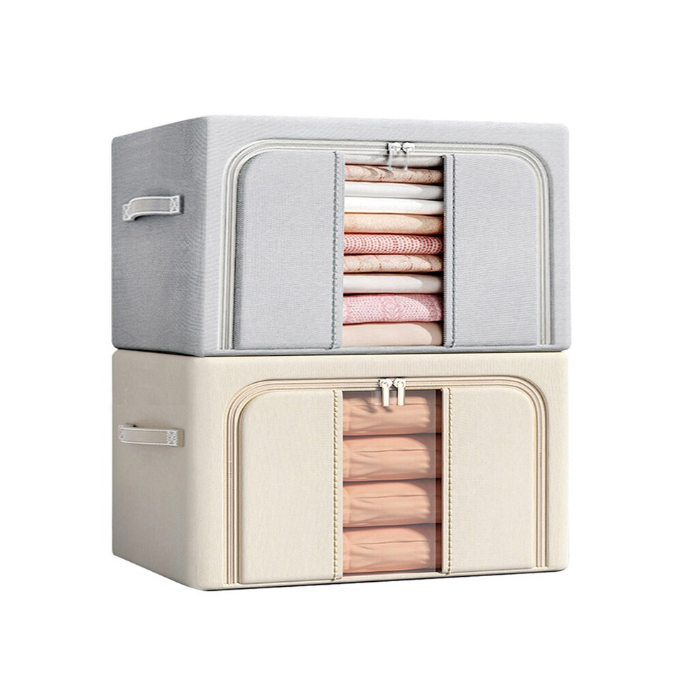 3PCS Clothes Storage Bags Zipped Organizer Underbed Wardrobe Cube ...