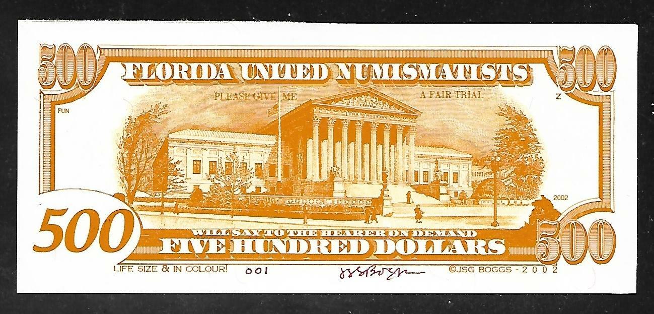 JSG Boggs Art Note - Extremely Rare $500 ((#1 note)) FUN Show 2002 | eBay