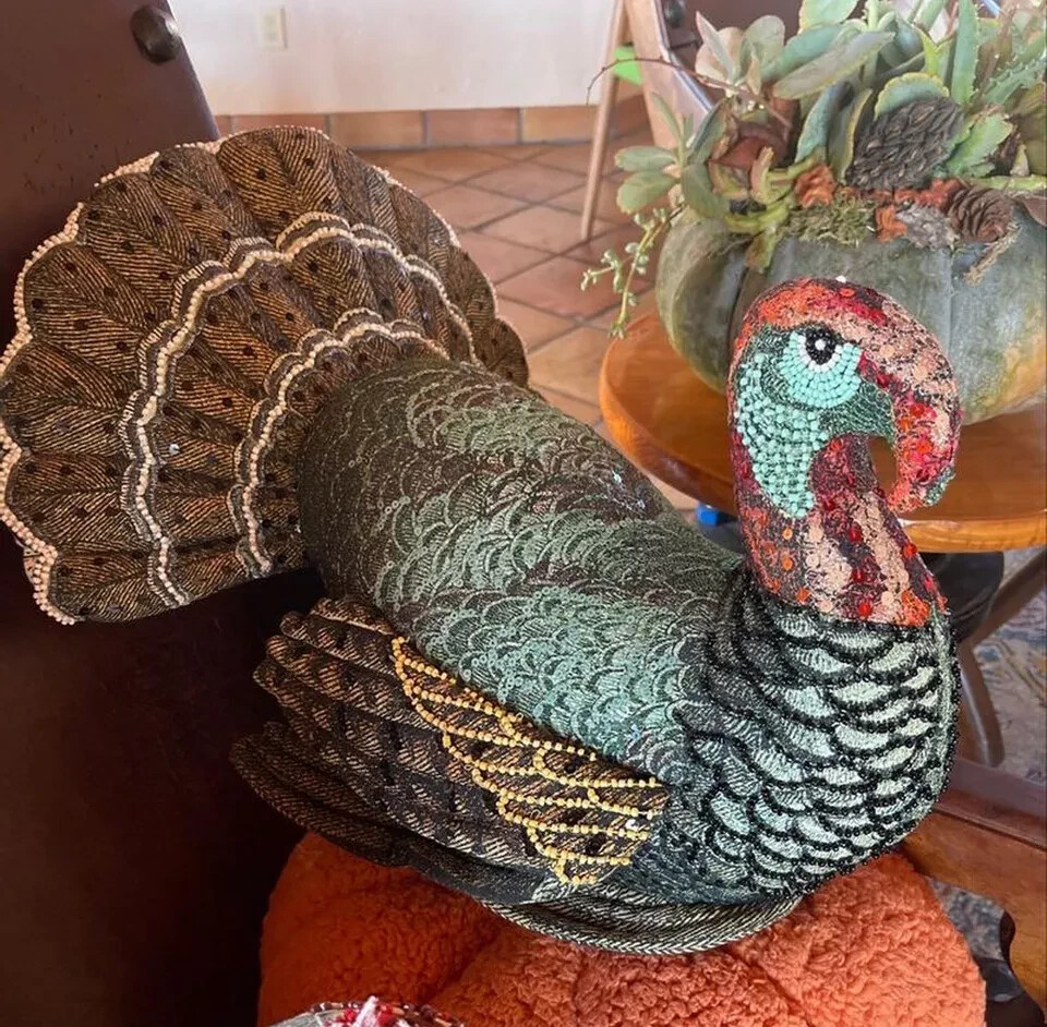 John Derian x Target Beaded Fall Turkey Shaped Pillow Thanksgiving ...