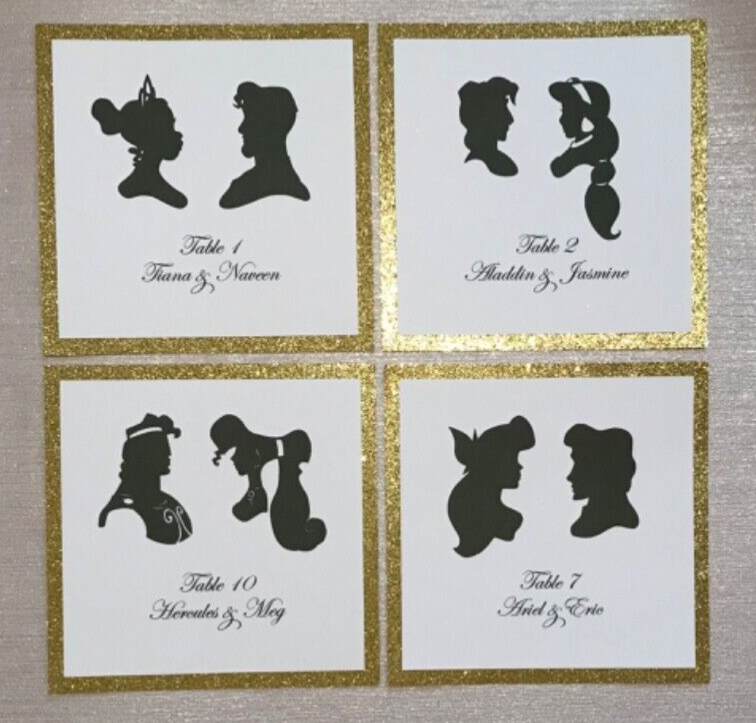 Disney Wedding Table Numbers / Disney Fairytale Couples Glitter Table ...