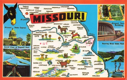 Missouri Map Information Vintage Standard Chrome Postcard Posted | eBay
