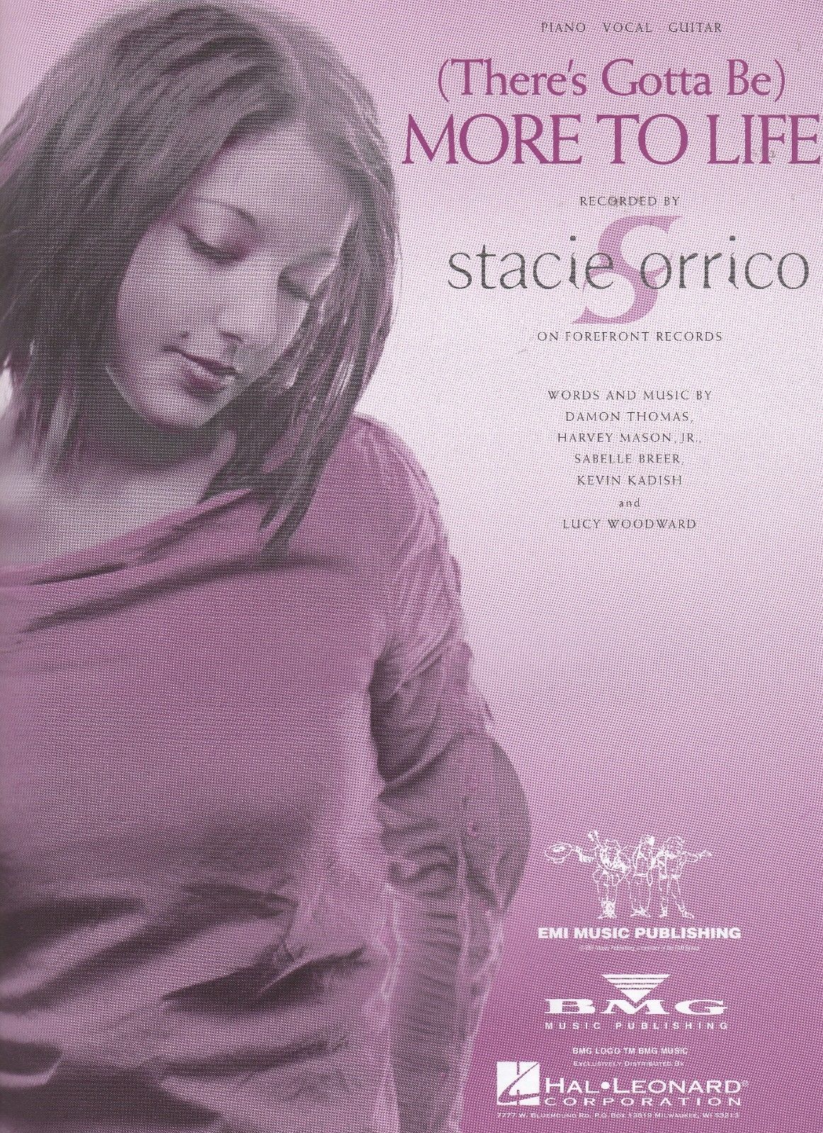 STACIE SORRICO THERE'S GOTTA BE MORE TO LIFE SHEET MUSIC-PIANO/VOCAL ...