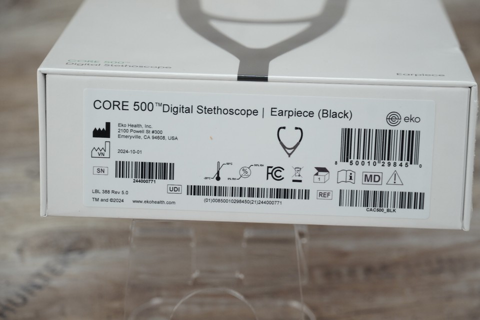 Eko CORE 500 Digital Stethoscope Earpiece and Chestpiece - Black ...