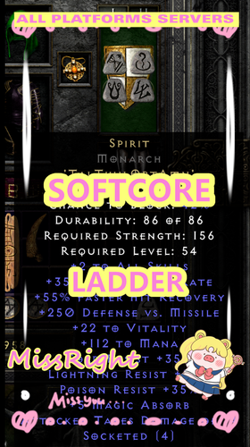 SPIRIT Monarch Shield 25-35FCR🌺Diablo 2 D2R Softcore LADDER🌺PC-SWITCH ...