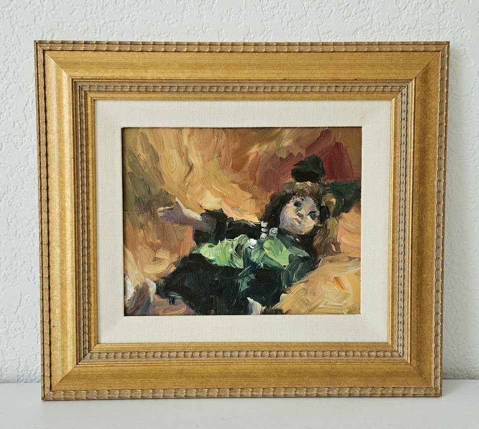 Impressionist Painting Portrait Doll Girl Art Signed TW Oil Framed ...