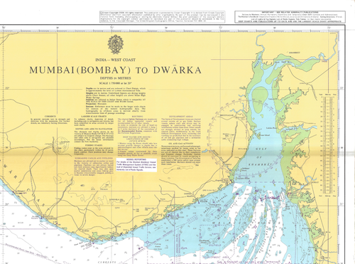 2736 India West Coast Mumbai To Dwarka Chart Map Maritime Marine Wall ...
