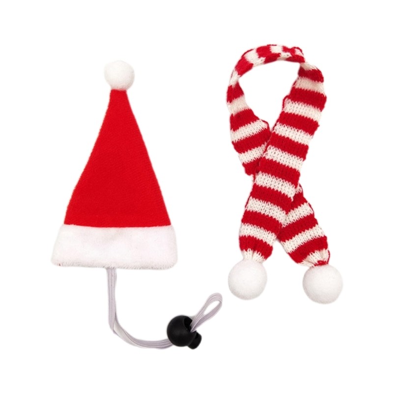 Dog Cat Christmas Hat Scarf Cosplay Costume Gift Winter Hat Pet Bib ...