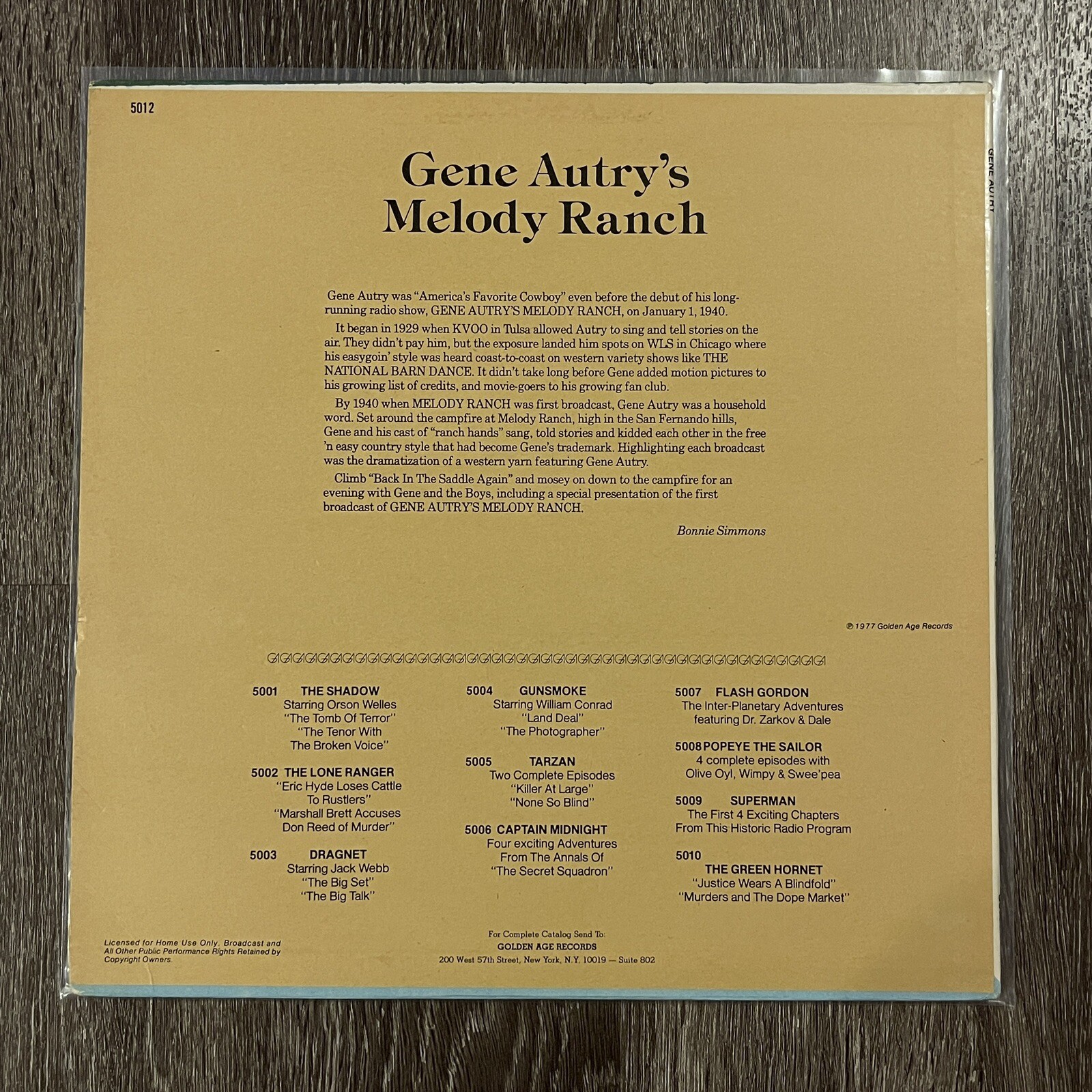 Gene Autry’s Melody Ranch, Original Radio Broadcast, 5012, 12” Vinyl | eBay