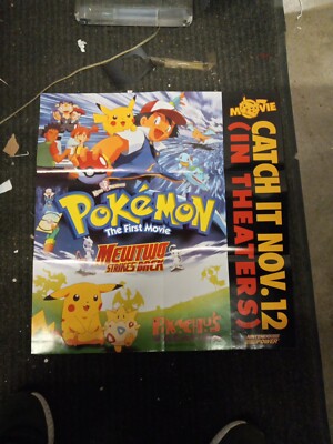 21x20" POKEMON: THE FIRST MOVIE POSTER Nintendo Power, Mewtwo Strikes ...