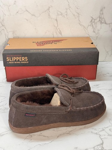 RED WING SHOE Fleece Moccasin Loafer Slipper Men's Size US 9 Chocolate ...