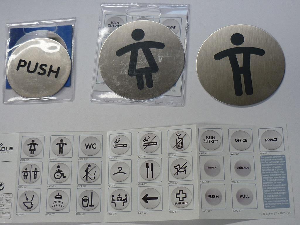 PICTO Durable signage stainless steel stick on sign 150x150mm pictogram ...