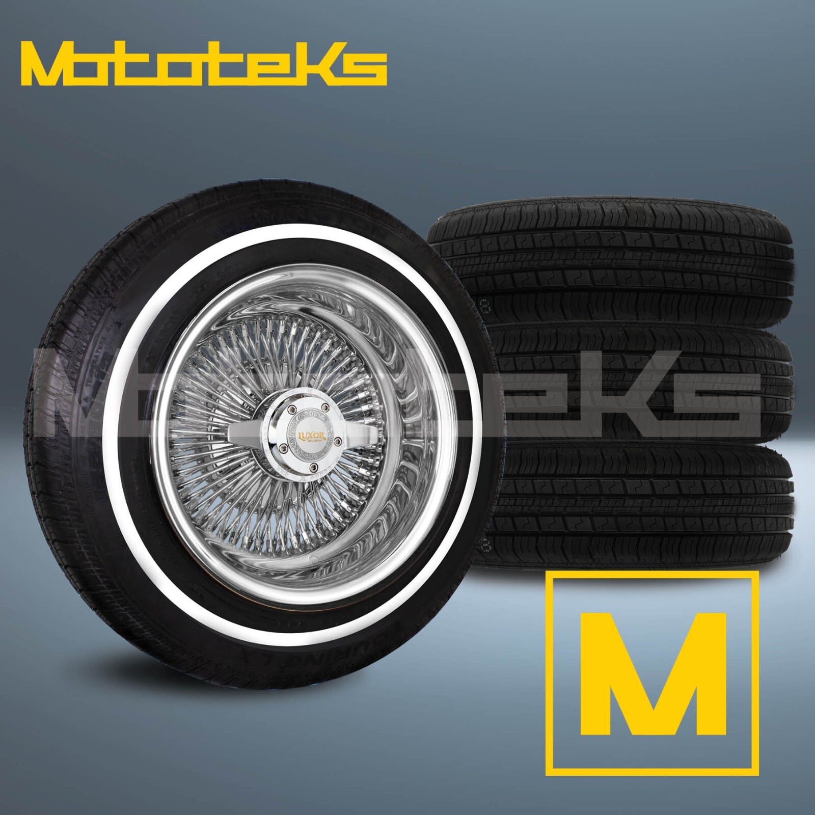 13X5.5 LUXOR WIRE WHEELS 13X7 100 STRAIGHT REV STAGGERED CHROME RIM ...