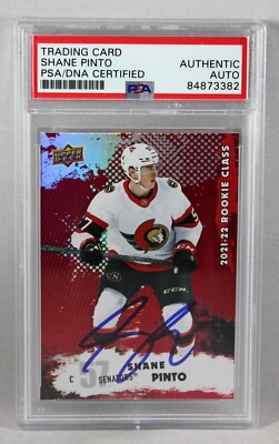 2021-22 UPPER DECK RED ROOKIE CLASS SHANE PINTO SIGNED ROOKIE CARD PSA ...