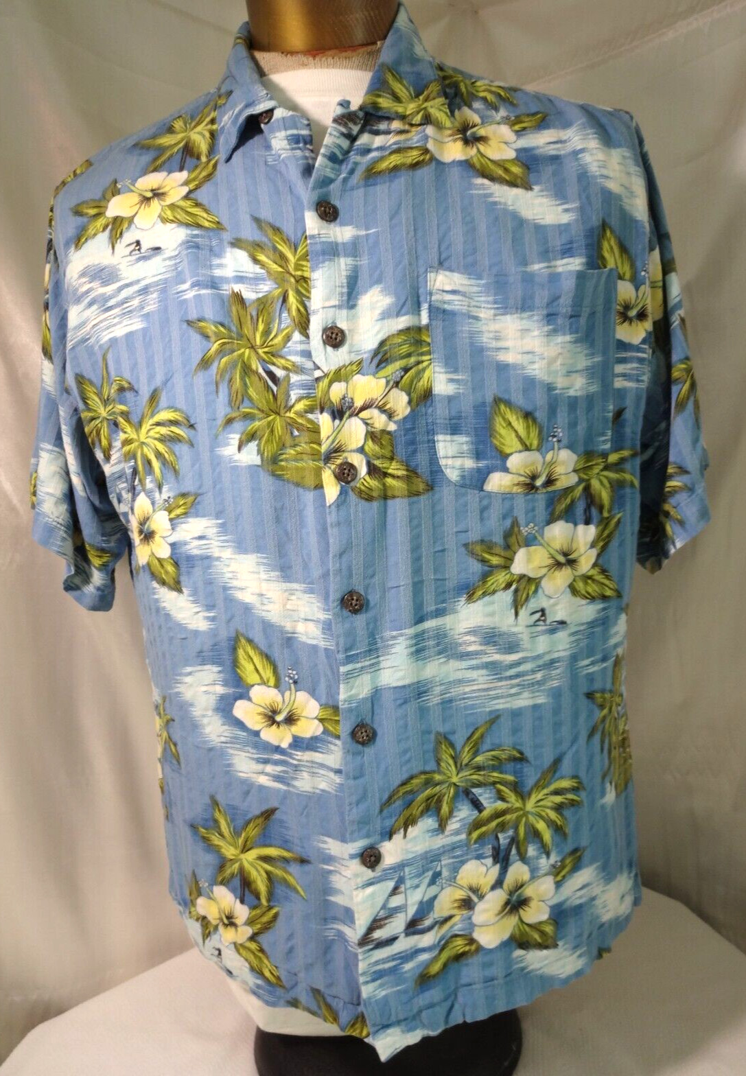 Linguine and Bob Hawaiian print blue and white shirt… - Gem