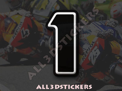 3D Stickers Resin Domed NUMBER 1 ONE - Color Black - 75 mm(3 inches ...