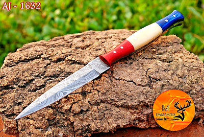 CUSTOM HAND MADE FORGED DAMASCUS STEEL HUNTING BOOT KNIFE 1632 | eBay