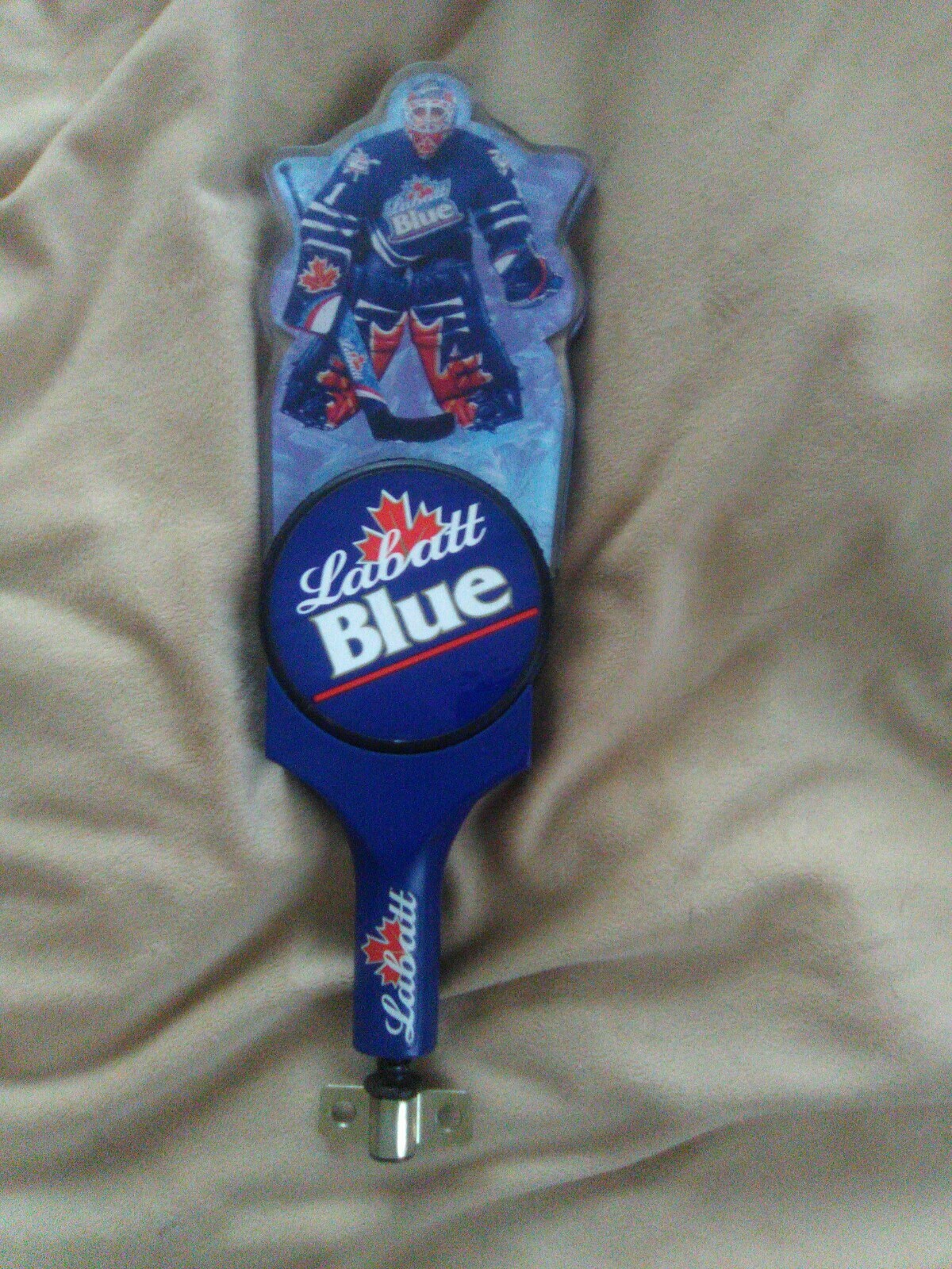 Rare Vtg Labatt Blue Acrylic and Wood Goalie and Puck Beer Tap Handle ...
