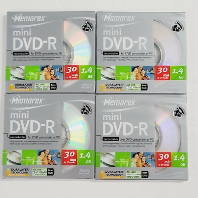 New Memorex Mini DVD-R 30 Minute 1.4 GB Recordable For DVD Camcorder 4 ...