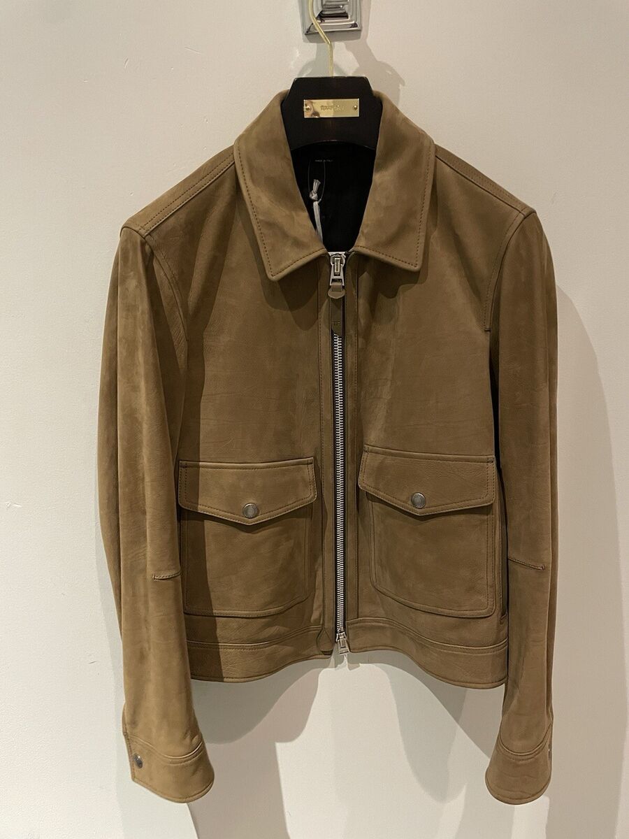 Tom Ford NWT Men's Cigar Brown Suede Biker/Flight Jacket E Tom Ford NWT Men's Cigar Brown Suede Biker/Flight Jacket E