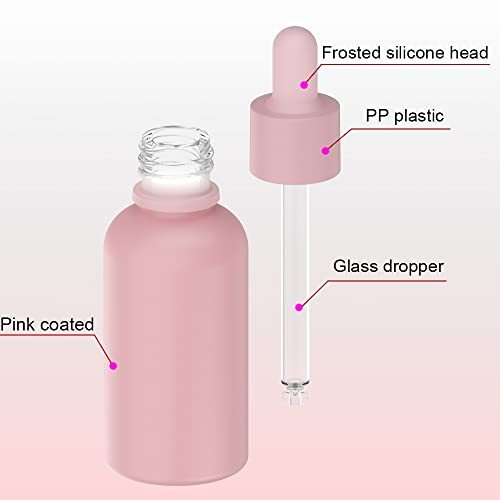 1oz Pink Coated Glass Dropper Bottles 30ml With Glass Eye Droppers Pack ...