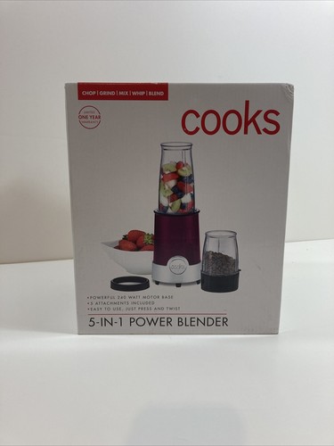 COOKS 5 in 1 Power Blender Perple Includes 2 Cups, 1 Lip Lid. 120V ...