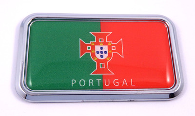 Portugal Portugese flag rectanguglar Chrome Emblem Car Decal Sticker 3 ...