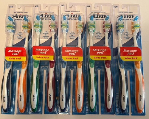 Lot of 10 Aim Massage Pro Soft Standard Toothbrush New Sealed (5x2) | eBay