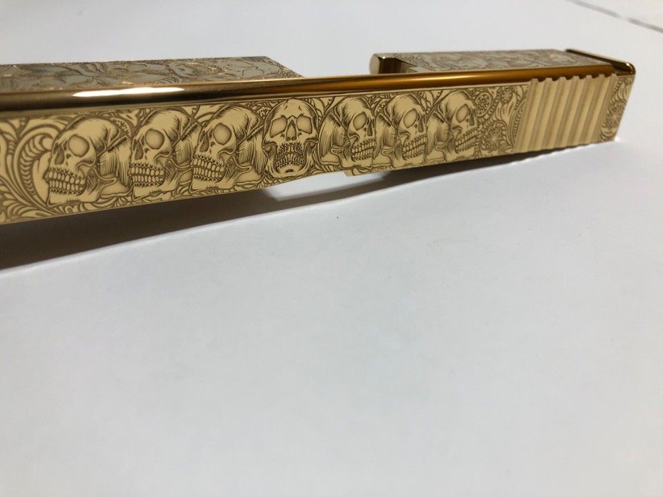 Custom DEEP Laser engraved 24k gold plated glock 19 Slide Gen3g19 ...