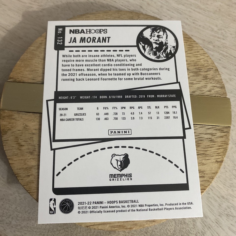 2021-22 Panini NBA Hoops #132 JA MORANT Grizzlies Base Card | eBay