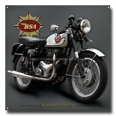 BSA ROCKET GOLD STAR MOTORCYCLE METAL SIGN.OFFICIALLY LICENSED B.S.A ...