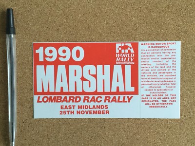 GENUINE 1990 LOMBARD RAC RALLY MARSHAL STICKER EAST MIDLANDS | eBay UK