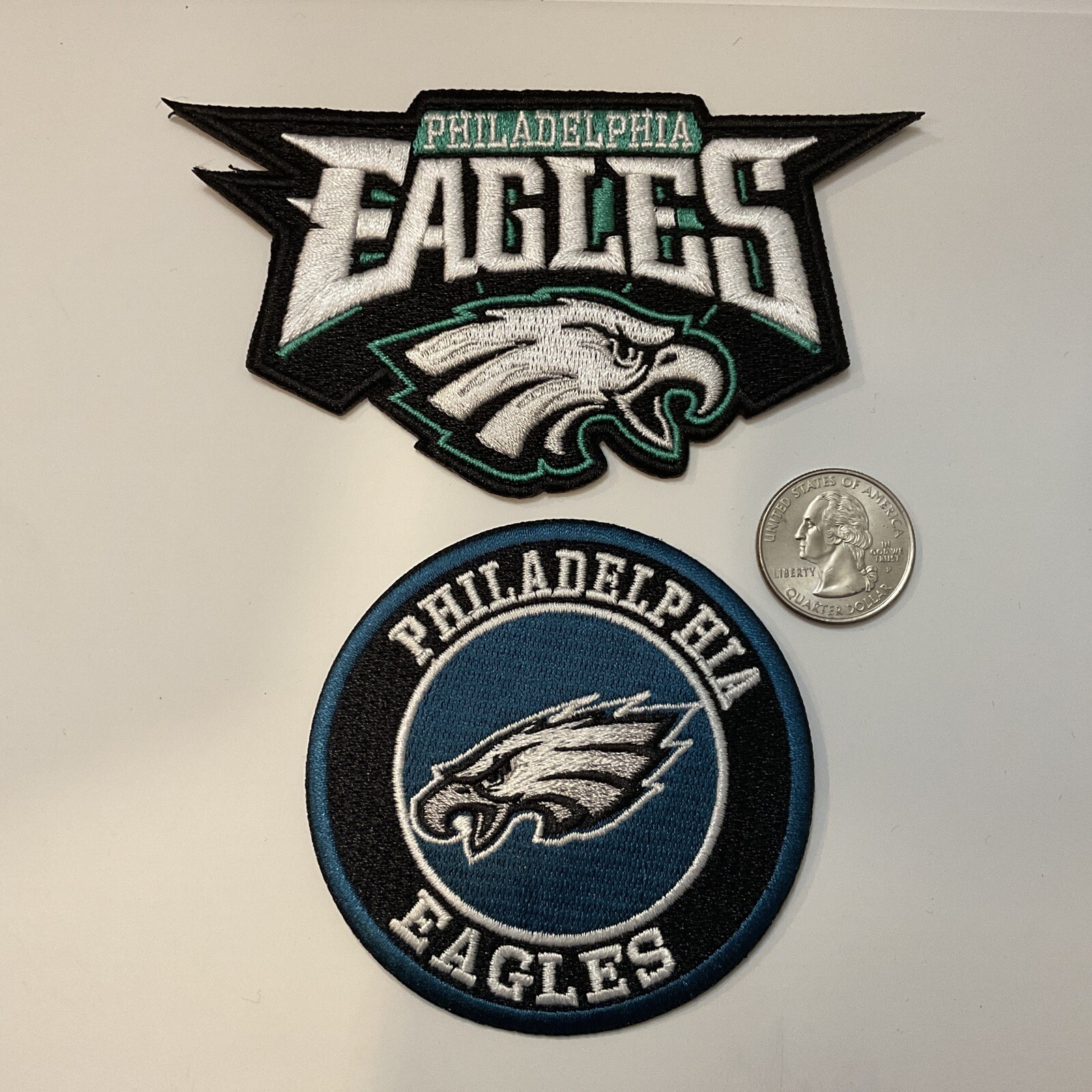 (2) Philadelphia Eagles embroidered iron on patches Patch Lot 3” & 4” X ...