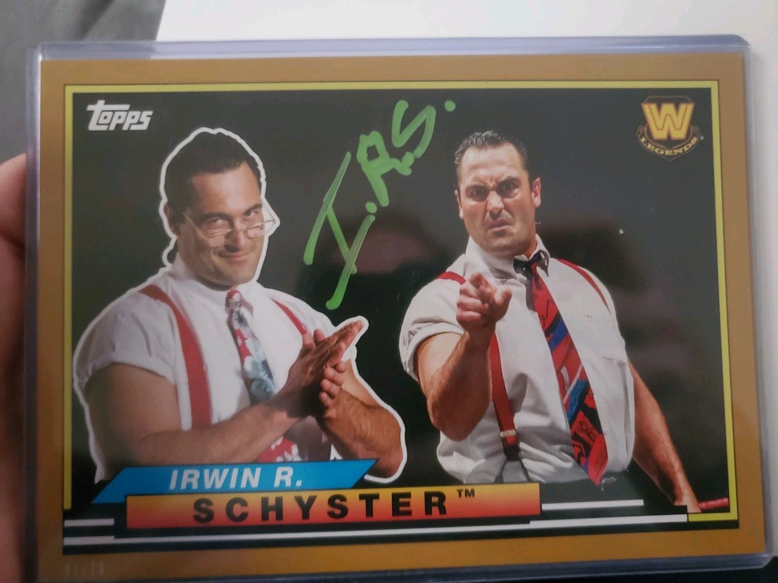 2018 WWE TOPPS 5X7 GOLD IRWIN R. SCHYSTER IRS SIGNED AUTOGRAPH AUTO 1/ ...