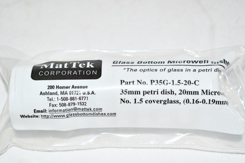 NEW MatTek P35G-1.5-20-C 35 MM DISH, NO. 1.5 UNCOATED COVERSLIP, 20 MM ...