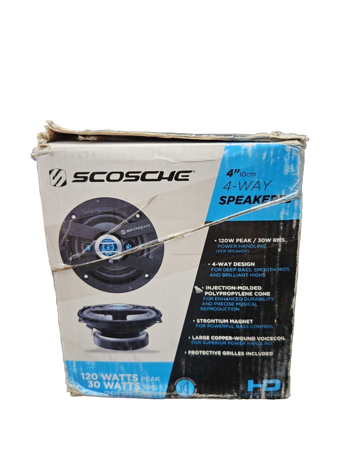 Scosche Car Audio Speaker Set Pair 4" HD Series 4 Way 120w Peak ...