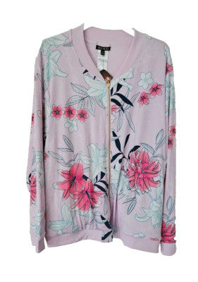 IMAN Global Chic Womens Sz 4X Pink Floral Zippered Stretch Jacket ...