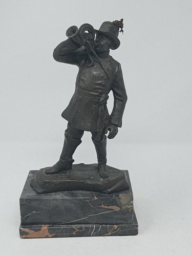 Else Furst (german 1873 -1943) the Bugler, Bronze Sculpture on Black ...