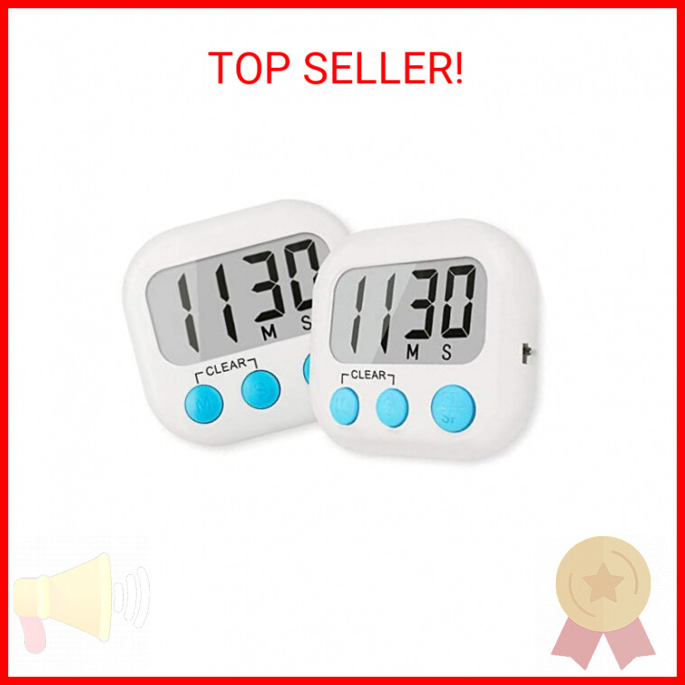 2 Pack Digital Kitchen Timer for Cooking Big Digits Loud Alarm Magnetic ...
