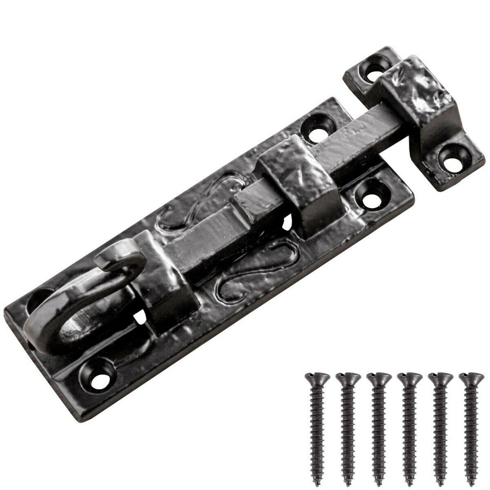 2 x DECORATIVE ANTIQUE TOWER DOOR LOCK Black Cast Iron Ornate Door ...