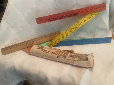 vtg handmade ruler holder with 12” ruler And Folding Yard Stick. Good ...