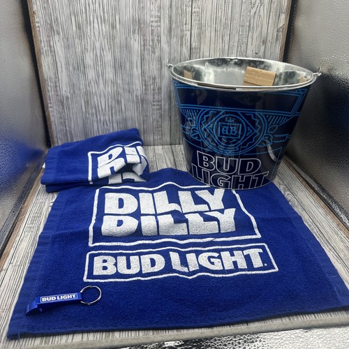 Bud Light Metal Tin Beer Bucket Gift Set 2018 Towels & Bottle Opener ...
