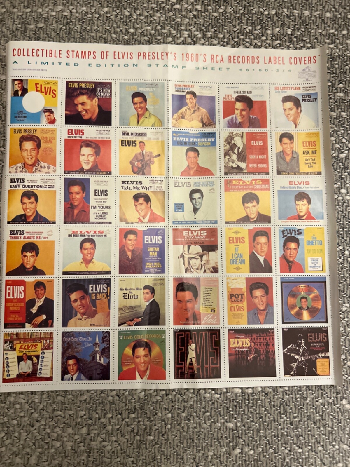ELVIS Presley Limited Edition RCA Record Label 1960s Covers Stamp Sheet ...