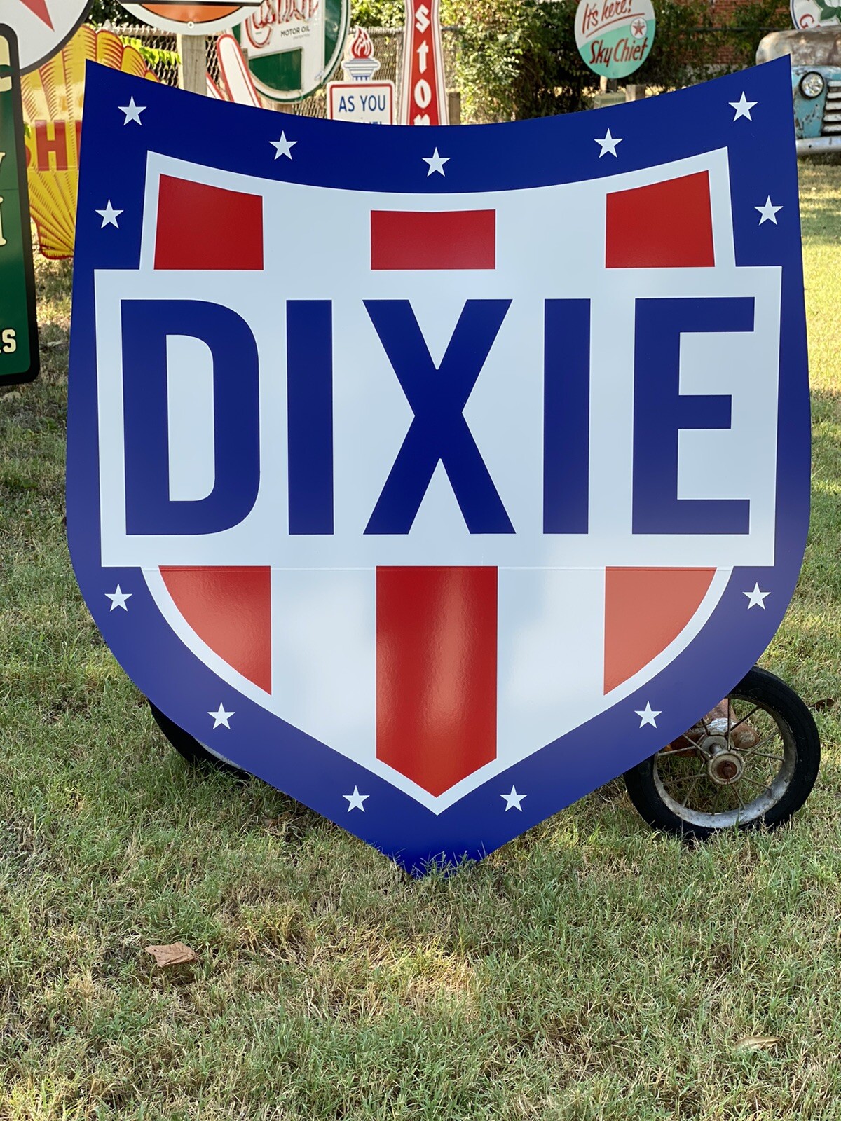 Antique Vintage Old Style Dixie Gasoline Sign | eBay