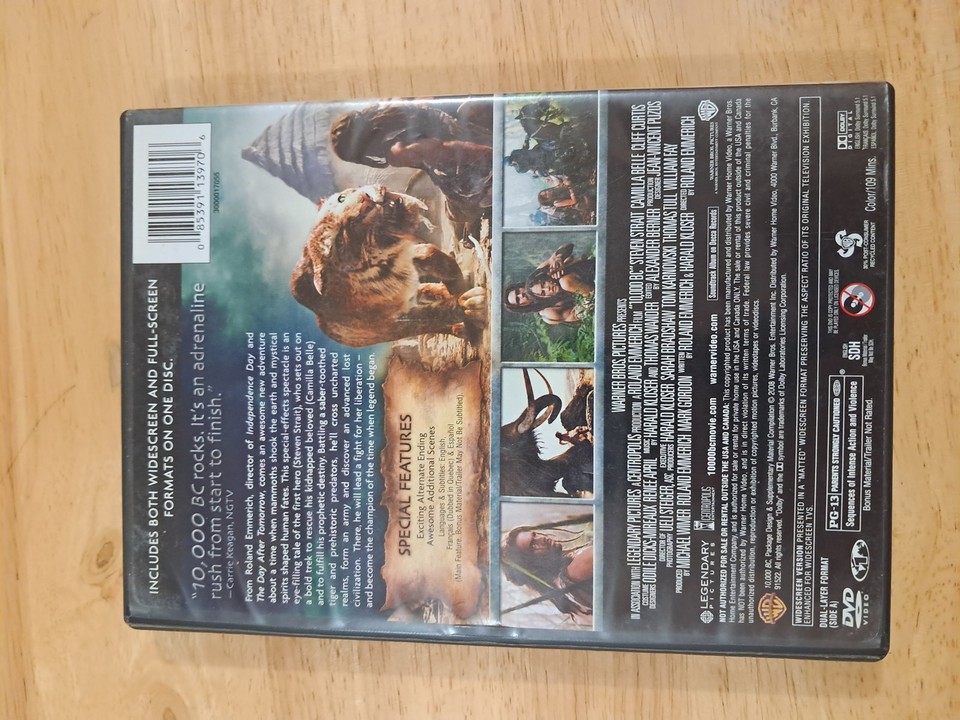 10,000 BC DVD 2008 Adventure Action Includes Bonus Features Warner Bros ...
