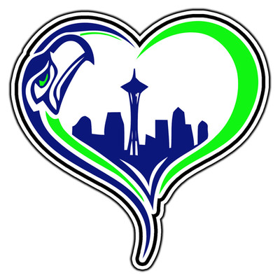 Seattle Seahawks Heart Logo #11 Football Sticker Waterproof Vinyl Decal ...