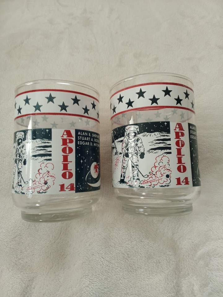 Vintage Libby~Apollo 14~Tumbler Glass~NASA Mission 1971~Shepard, Roosa ...