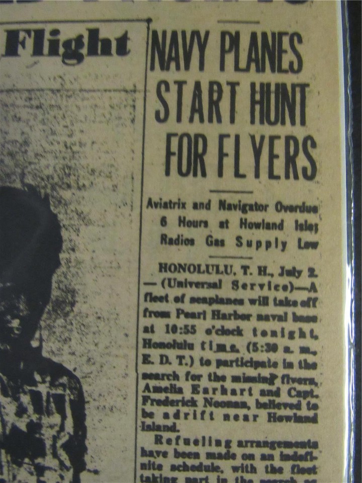 VINTAGE NEWSPAPER HEADLINES~ AMELIA EARHART PLANE LOST IN PACIFIC ...