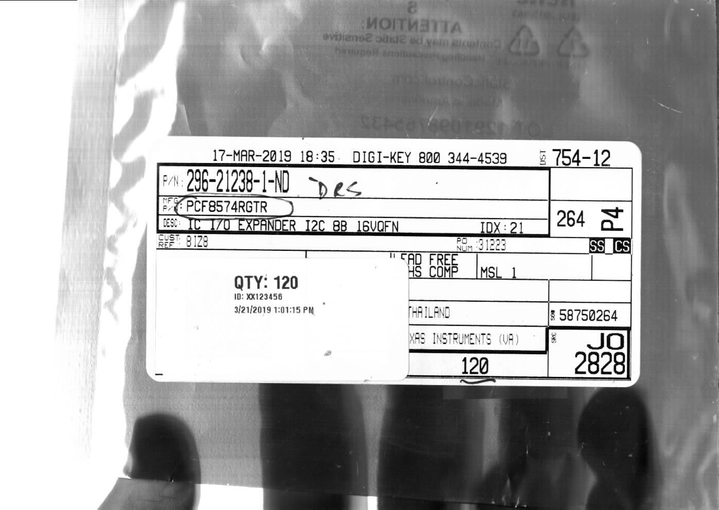 PCF8574RGTR Texas Instruments IC I/O EXPANDER I2C 8B 16VQFN **LOT OF 14 ...