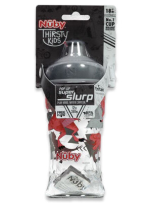 Nuby Baby Boys' 12 Oz. Pop-Up Super Slurp Free Flow Sipper Cup ...